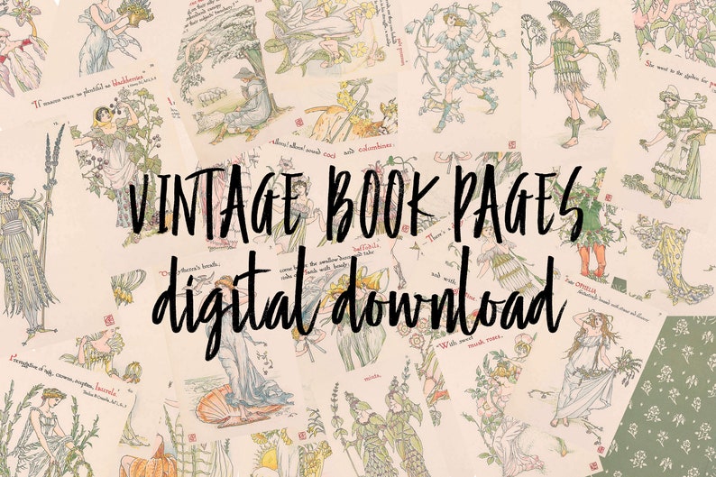 Vintage Book Digital Download, Shakespeare Flowers for Junk Journal ...