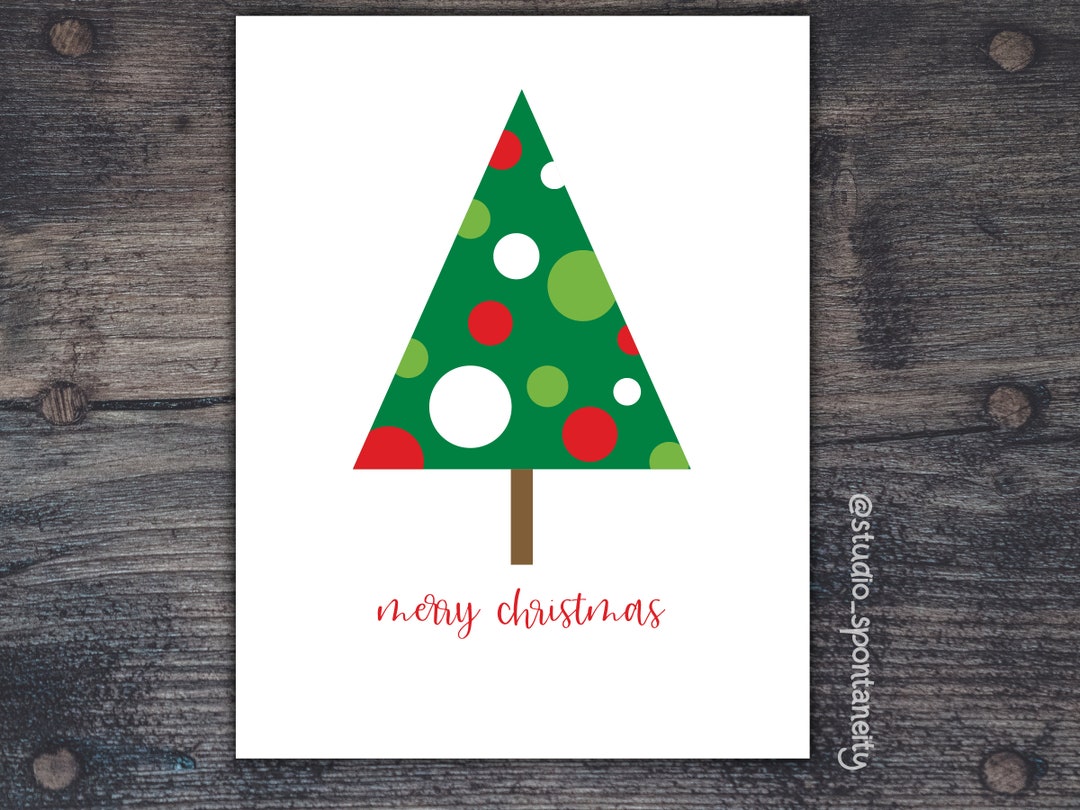 Printable Christmas Card Modern Christmas Tree Card Cute - Etsy