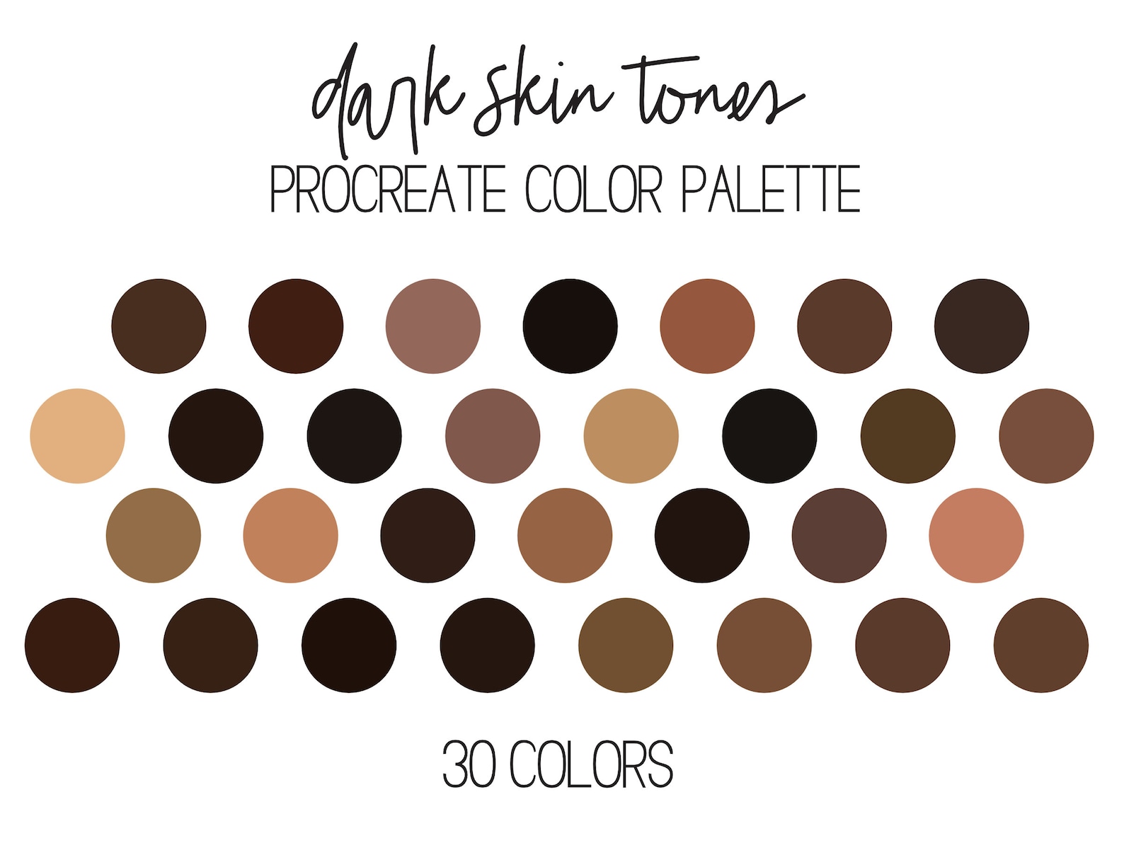 Dark Skin Tone Procreate Color Palette, Latina Skin Tones, Black Skin ...