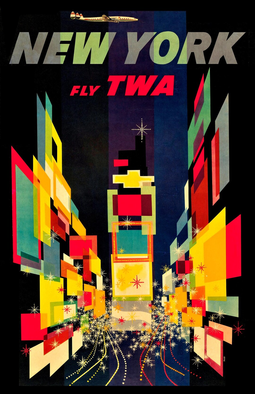New York Fly TWA 11 X 17 Deluxe Poster Art Print Classic Travel Poster ...