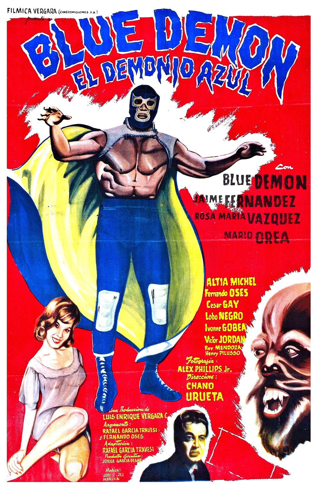 Blue Demon -- 11" X 17" Deluxe Poster Art Print || Lucha Libre Hero Vs ...