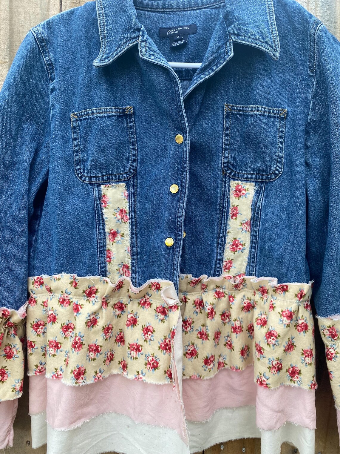 Upcycled Denim Jacket, Shabby Chic Jacket, Ruffle Jacket - Etsy