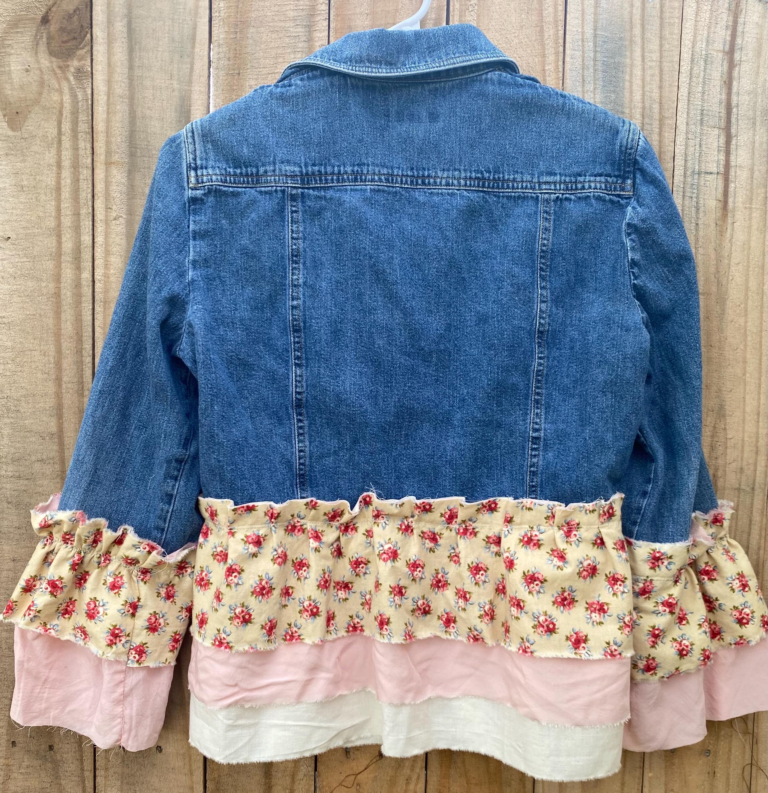 Upcycled Denim Jacket, Shabby Chic Jacket, Ruffle Jacket - Etsy