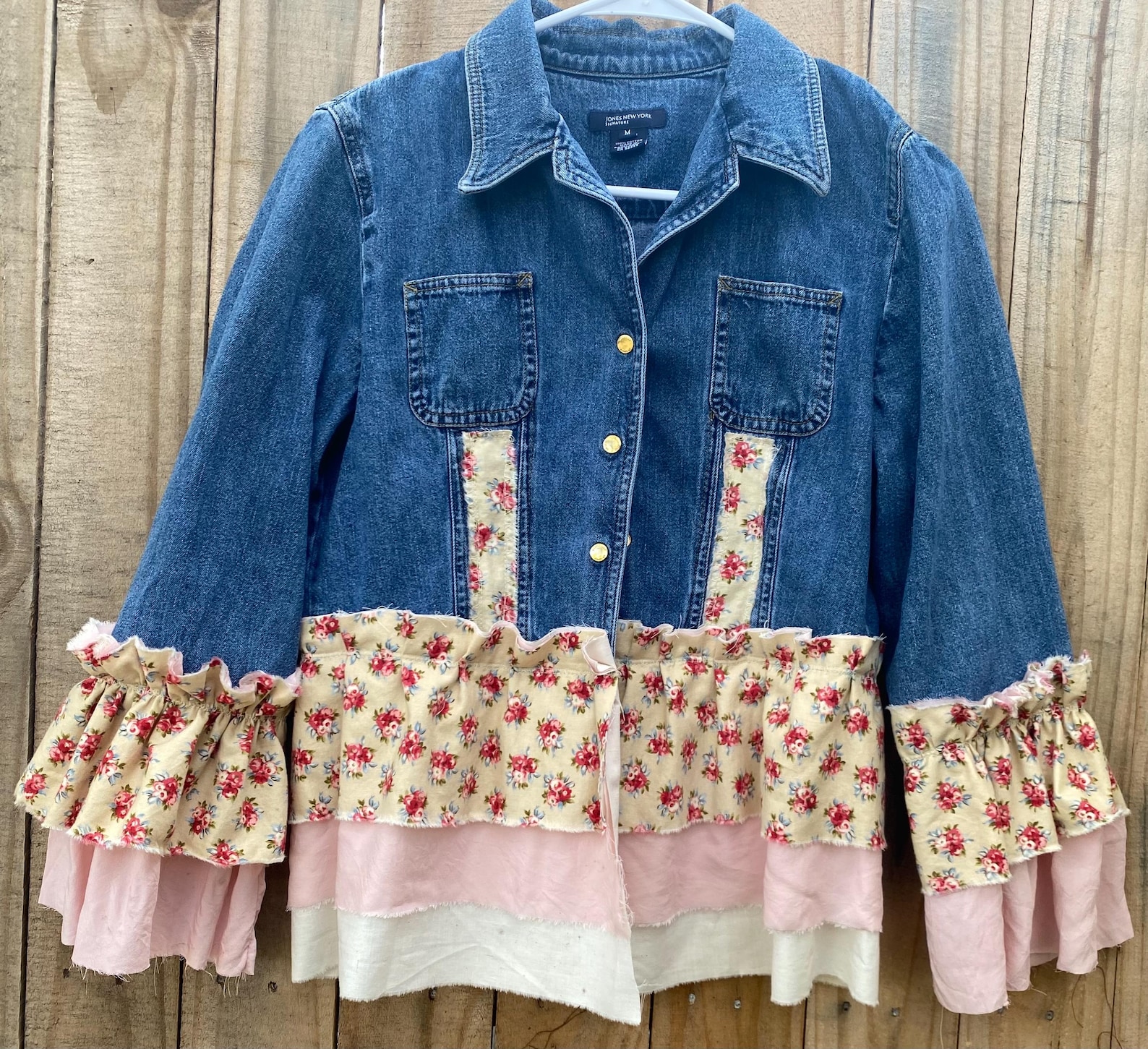 Upcycled Denim Jacket, Shabby Chic Jacket, Ruffle Jacket - Etsy