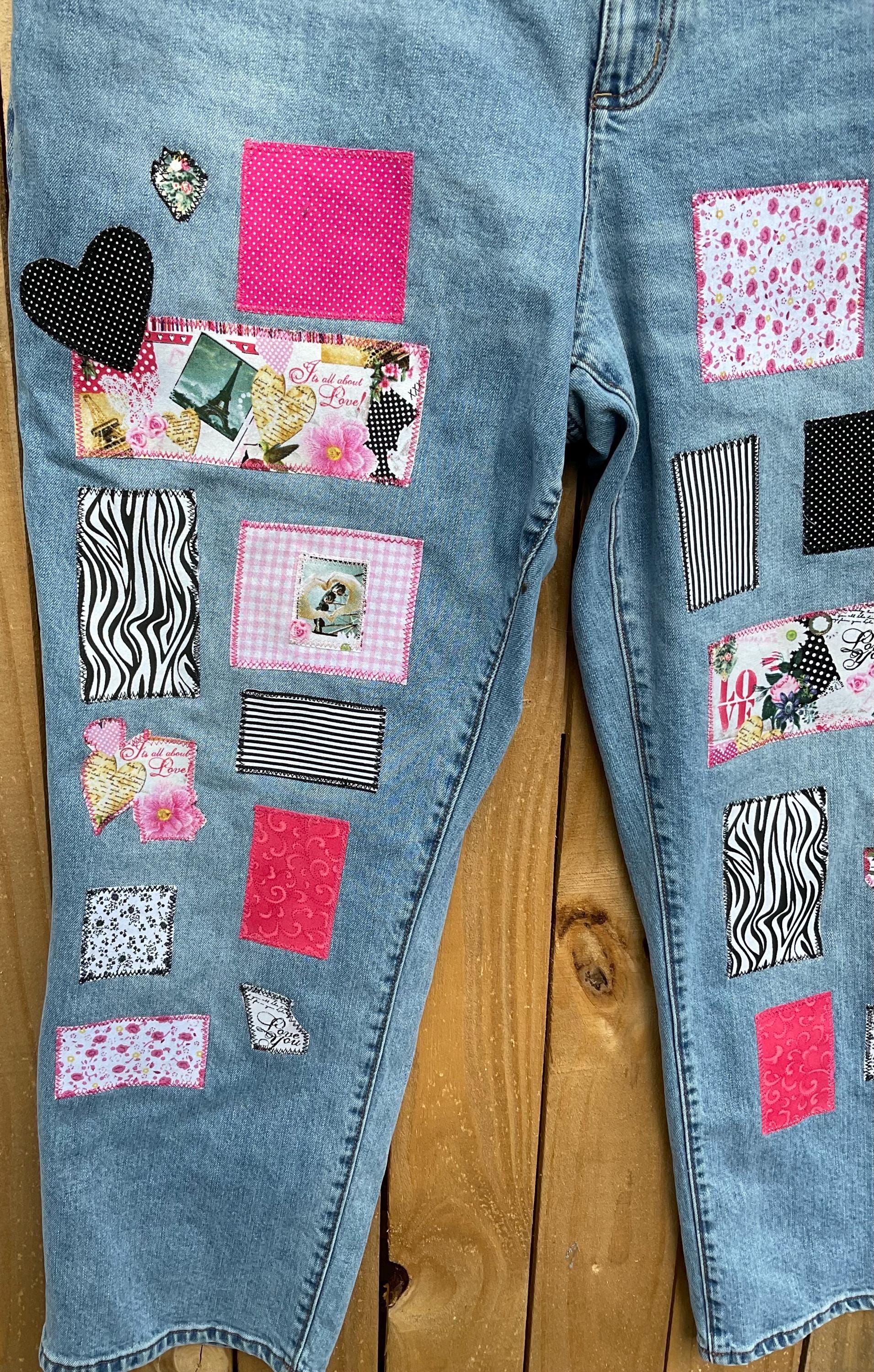 Upcycled Patchwork Jeans - Etsy