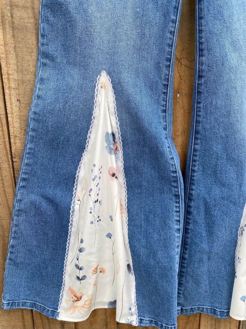 Upcycled Denim Jeans, Bell Bottom Jeans, Retro Jeans - Etsy