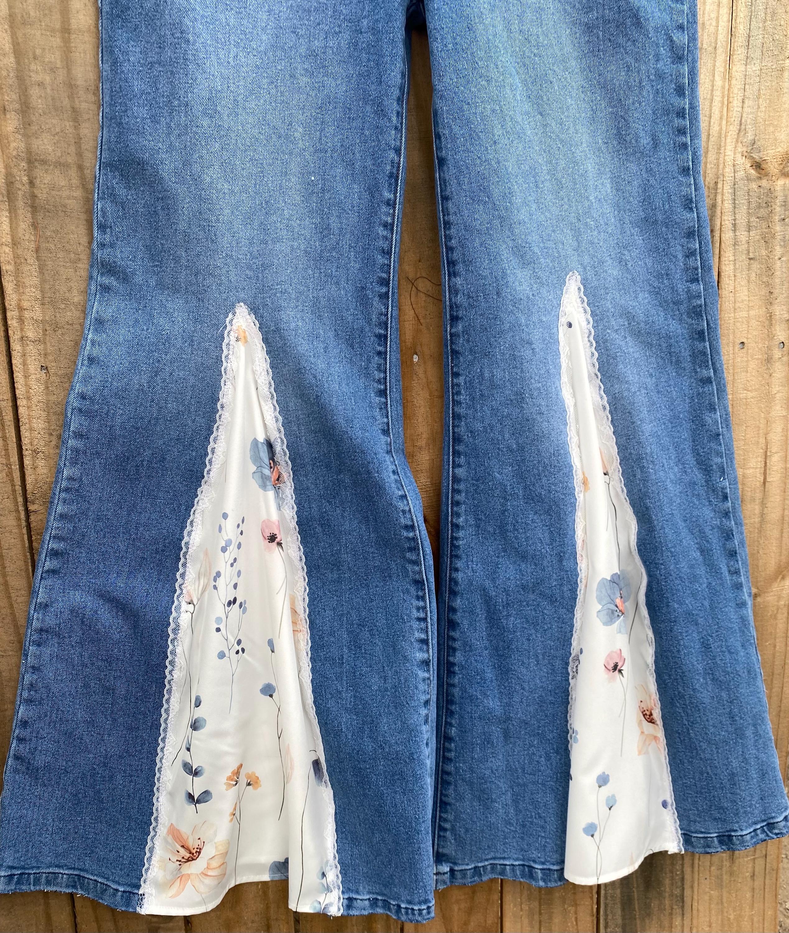 Upcycled Denim Jeans, Bell Bottom Jeans, Retro Jeans - Etsy