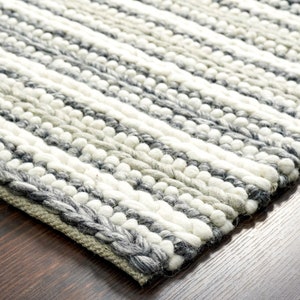 Handwoven Chunky Loop Scandinavian Multi Knitted Wool Rug - Grey ...