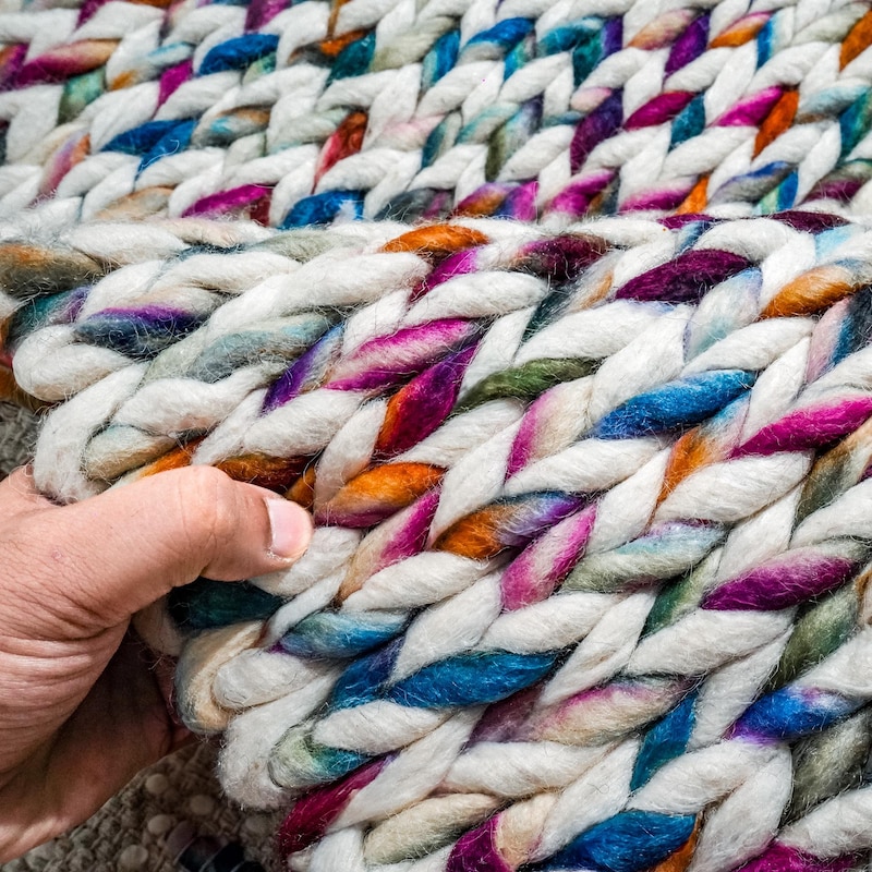 Chunky Wool Blue Rug - Etsy