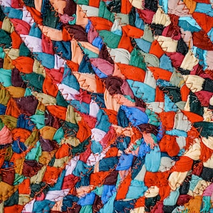 Multi Chindi Rainbow Rag Rug - Handcrafted Recycled Cotton Sustainable ...