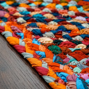 Multi Chindi Rainbow Rag Rug - Handcrafted Recycled Cotton Sustainable ...