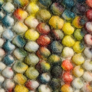 Rainbow Chunky Wool Loop Rug Hand Knotted, Multi Coloured, Soft, Funky ...
