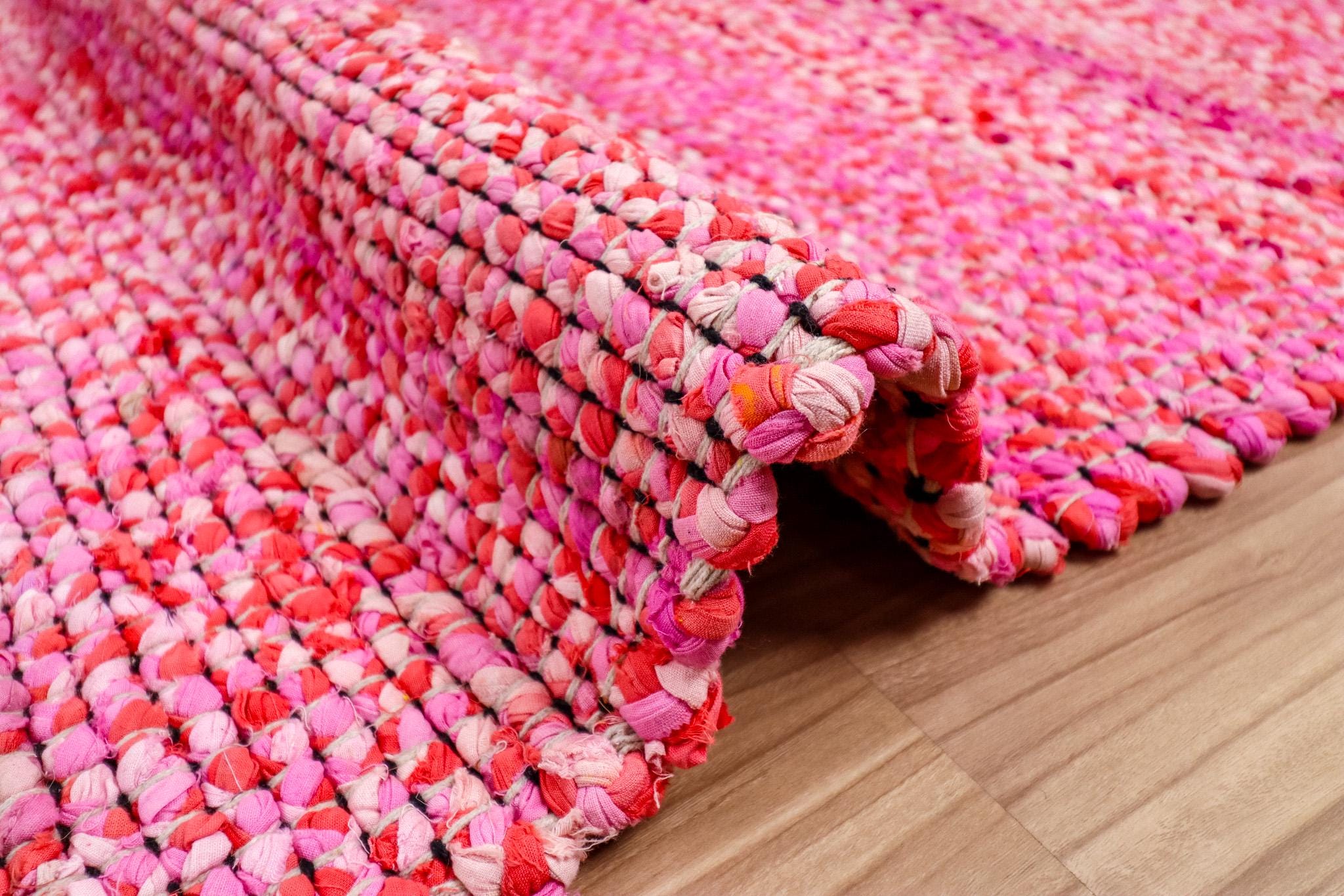 Pink Multi Chindi Rag Rug - Recycled Cotton Sustainable Home Decor ...