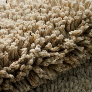 Hand Knotted Natural Beige Shaggy Wool Rug, Custom Made Scandinavian ...