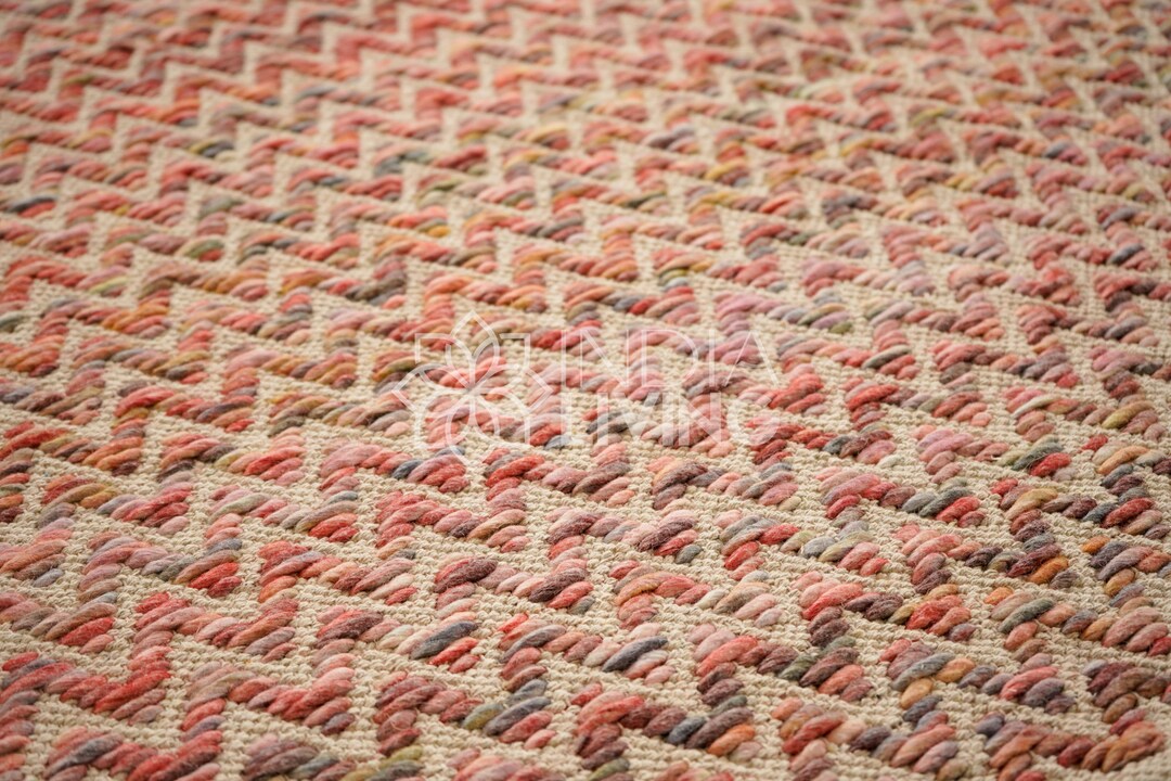 Multi Blend Abstract Wool Rug, Soft, Colourful Zig Zag Pattern Wool ...