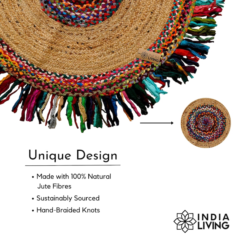 Jute Rag Braided Boho Rug Jute Chindi Mat Jute Hemp Carpet - Etsy