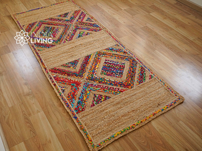 Handmade Black and White Jute Rag Rug With Abstract Pattern - Etsy