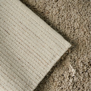 Hand Knotted Natural Beige Shaggy Wool Rug, Custom Made Scandinavian ...