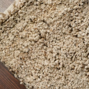 Hand Knotted Natural Beige Shaggy Wool Rug, Custom Made Scandinavian ...