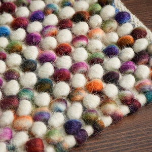Colourful Chunky Multi Blend Felted Wool Area Rug, Handwoven Wool ...