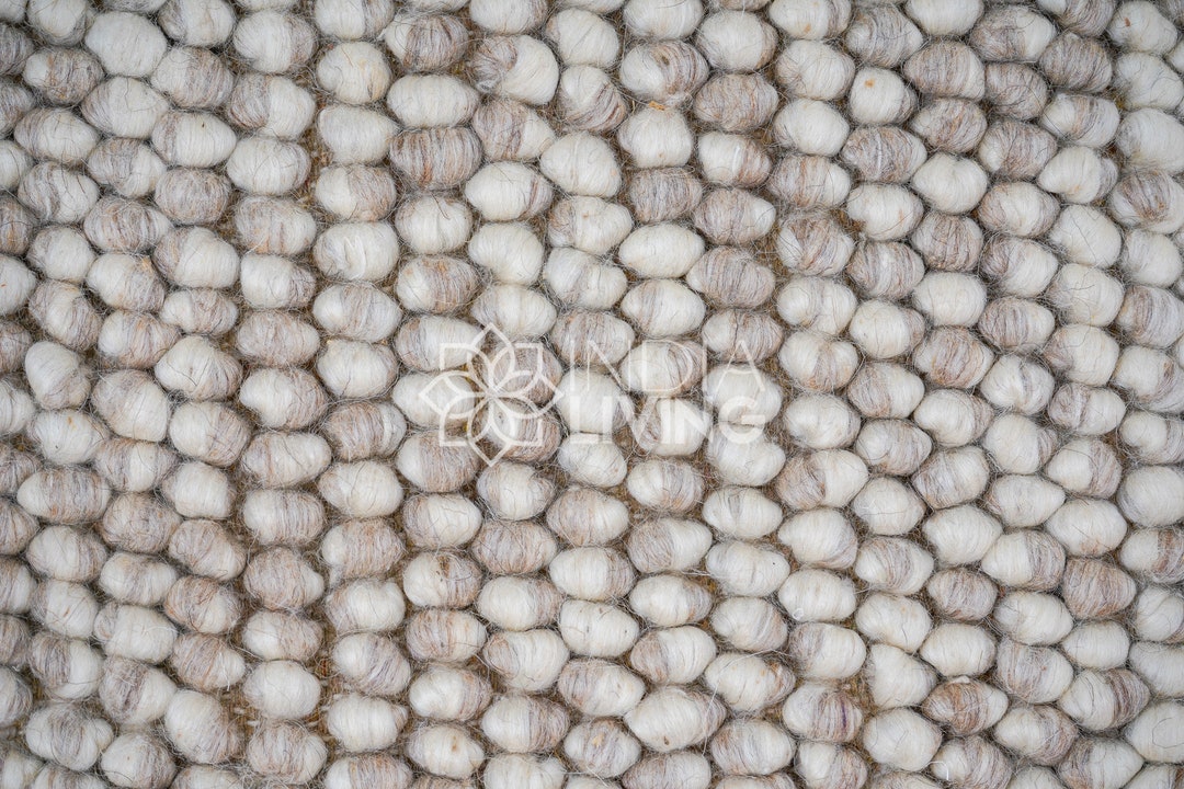 Custom Beige Mix Chunky Looped Wool Rug, Scandinavian Decor, Indoor ...