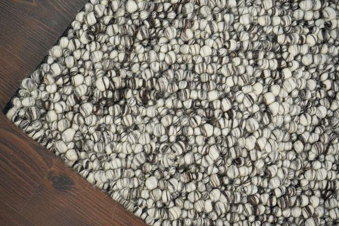 Grey Mix Blended Chunky Wool Loop Rug, Premium New Zealand Wool ...