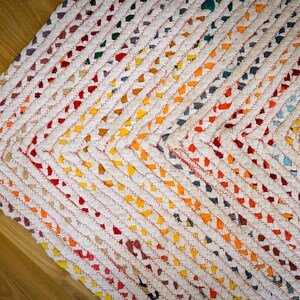 Multi Chindi Rainbow White Rag Rug, Handcrafted Recycled Cotton Home ...