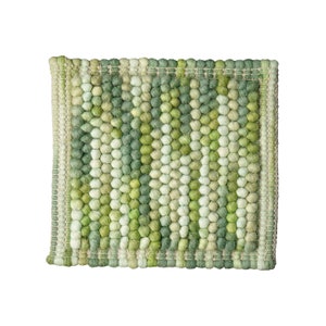 Sage Green Chunky Looped Wool Rug - Scandinavian Hand Made Fluffy Wool ...