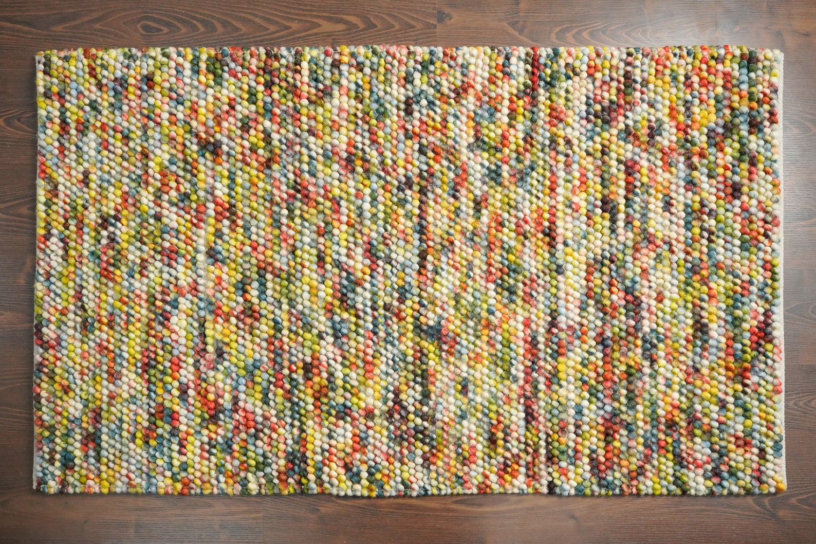 Rainbow Chunky Wool Loop Rug Hand Knotted, Multi Coloured, Soft, Funky ...