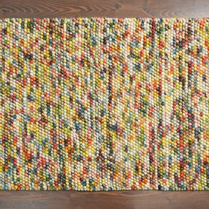 Rainbow Chunky Wool Loop Rug Hand Knotted, Multi Coloured, Soft, Funky ...