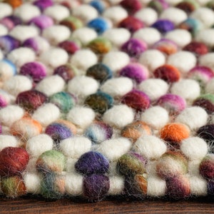 Colourful Chunky Multi Blend Felted Wool Area Rug, Handwoven Wool ...