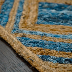 Blue Jute Rug - Natural Braided Boho Jute Area Rug, Living Room ...
