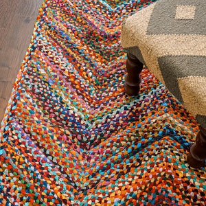 Multi Chindi Rainbow Rag Rug - Handcrafted Recycled Cotton Sustainable ...
