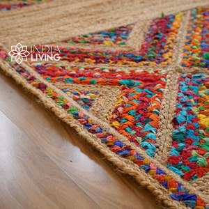 Handmade Black and White Jute Rag Rug With Abstract Pattern - Eco ...