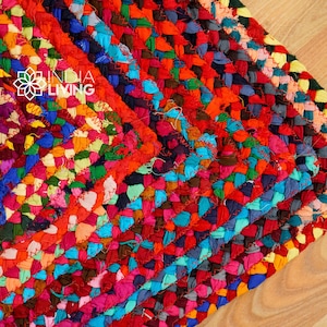 Multi Chindi Rainbow Rag Rug - Handcrafted Recycled Cotton Home Decor ...