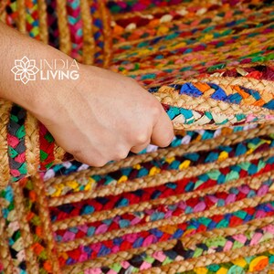 Multi Chindi Striped Jute Rag Rug - Handcrafted Sustainable Home Decor ...