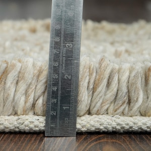 Hand Knotted Natural Beige Shaggy Wool Rug, Custom Made Scandinavian ...