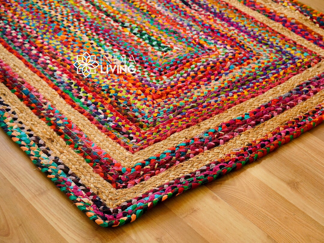 Jute Chindi Rag Rug - Handcrafted Sustainable Home Decor With Natural ...