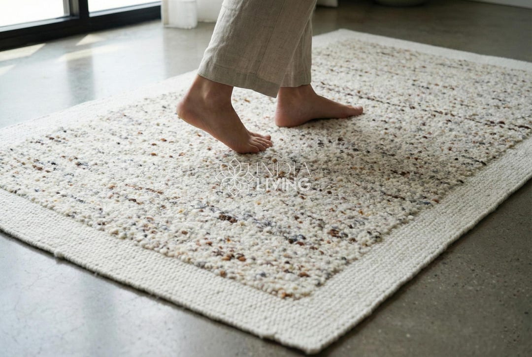 Natural Ivory Blend Flat Weave Textured Wool Rug : Handwoven Neutral ...