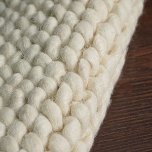 Hand Knotted Ivory Scandinavian Chunky Loop Indoor Wool Rug, Cozy ...