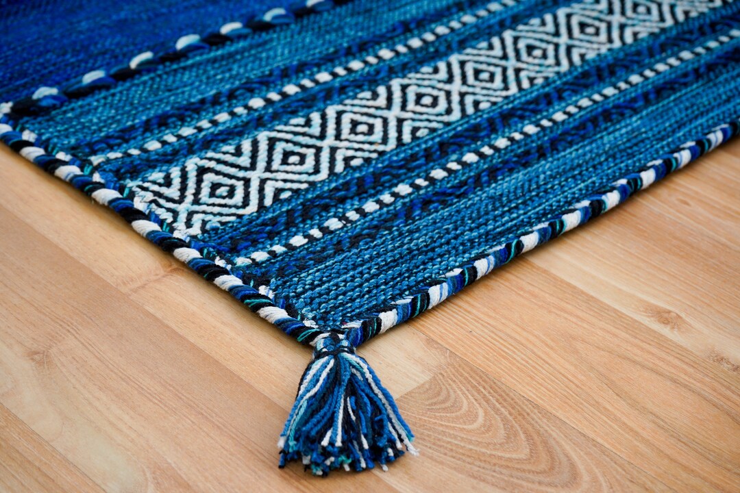 Blue Moroccan Rug, 4X6 Blue Rug, Boho Vintage Blue Rug, Indigo Kilim ...