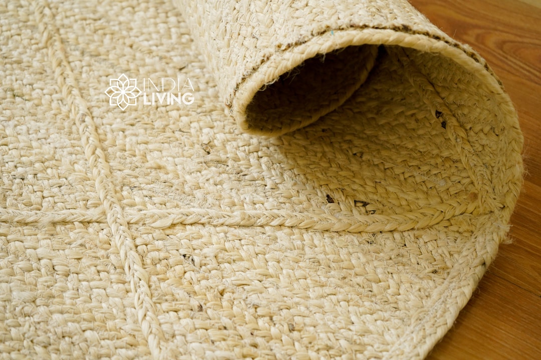 Custom Made Ivory Jute Braided Area Rug, Eco-friendly Natural Jute Rug ...