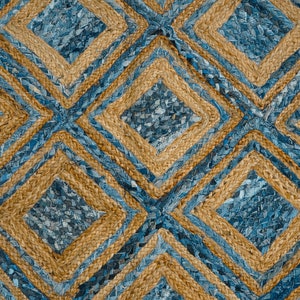 Blue Jute Rug - Natural Braided Boho Jute Area Rug, Living Room ...