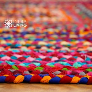 Multi Chindi Rainbow Rag Rug - Handcrafted Recycled Cotton Home Decor ...