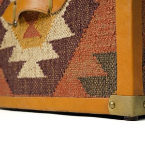 Navajo Kilim Storage Trunk Box With Lid, Treasure Chest Box, Rustic ...