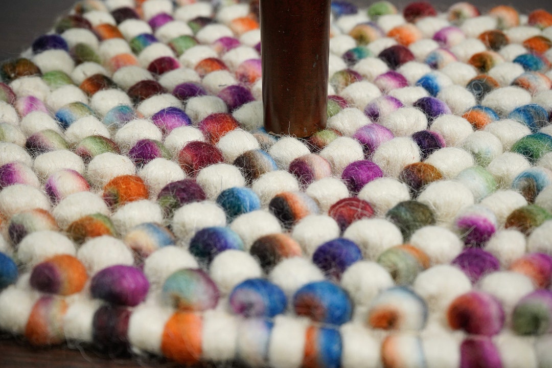Colourful Chunky Multi Blend Felted Wool Area Rug, Handwoven Wool ...