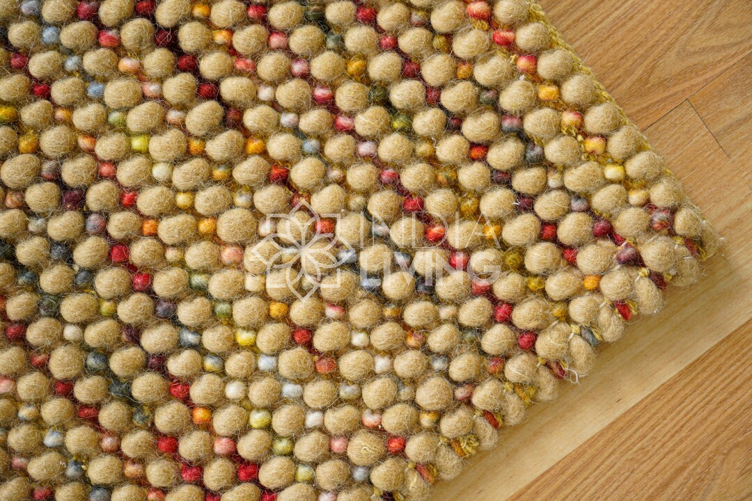 Colourful Chunky Golden Wool Loop Rug Custom Made Boho Home Decor Pet ...