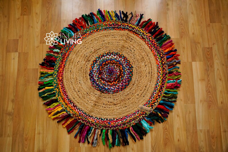 Jute Rag Braided Boho Rug Jute Chindi Mat Jute Hemp Carpet - Etsy