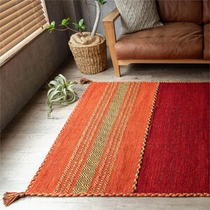 Red Kilim Rug Indian Artistic Handmade Moroccan Inspired Ethnic Living ...