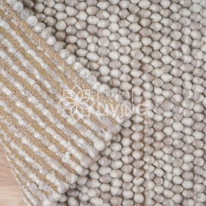 Custom Beige Mix Chunky Looped Wool Rug, Scandinavian Decor, Indoor ...